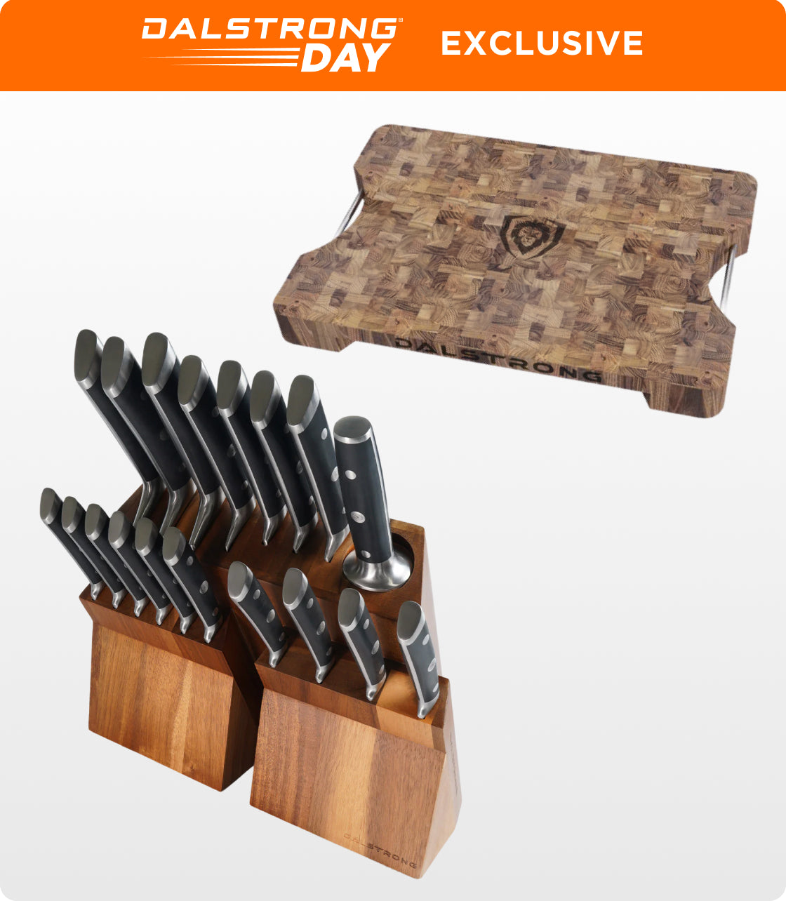The Gladiator Bundle | 18-Piece Colossal Knife Set + Lionswood Teak Cu ...